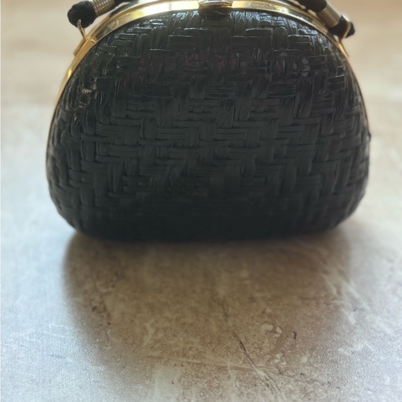 Pollini | Bags | Vintage 8s Black And Gold Tone Hard Shell Crossbody ...